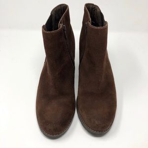 Clarks | Shoes | Clarks Brown Suede Leather Ankle Boots Heels | Poshmark